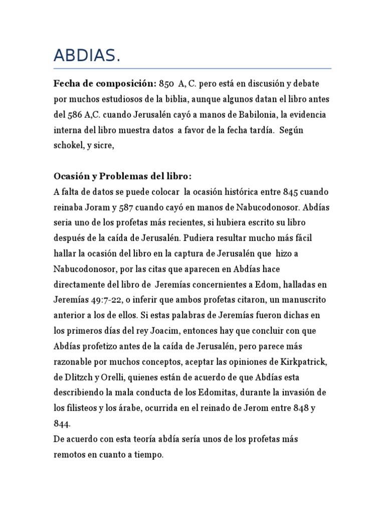 Introducción al libro de Abdías | PDF | Tetragrammaton | Gente del ...
