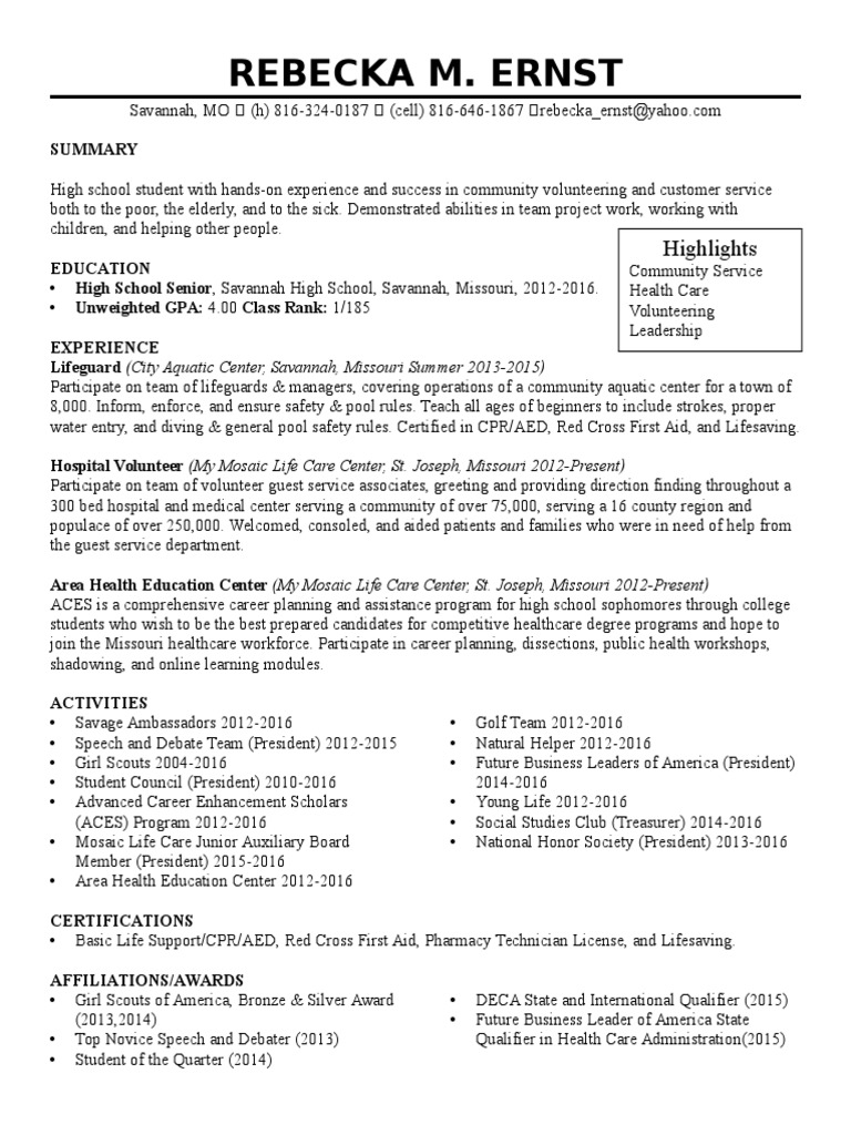 Deca Resume 1 | PDF