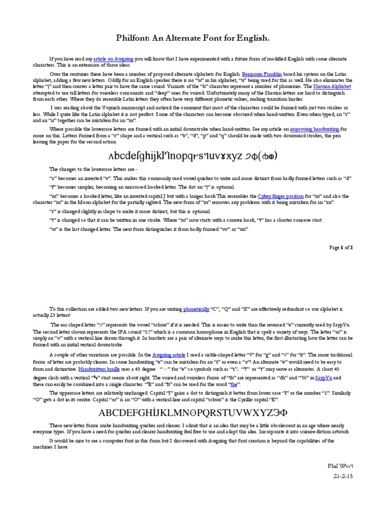 An Alternate Font For English | PDF | Linguistics | Languages