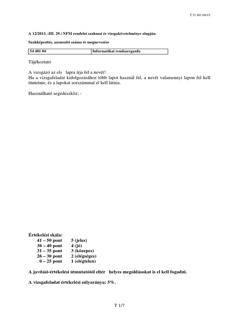 2014/15 Rendszergazda Gyak | PDF