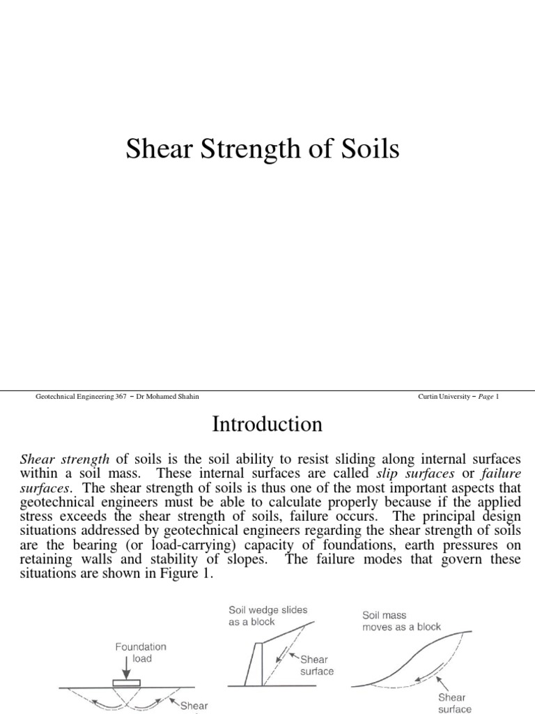 Notes 1 - Shear Strength | PDF | Soil Mechanics | Geotechnical Engineering