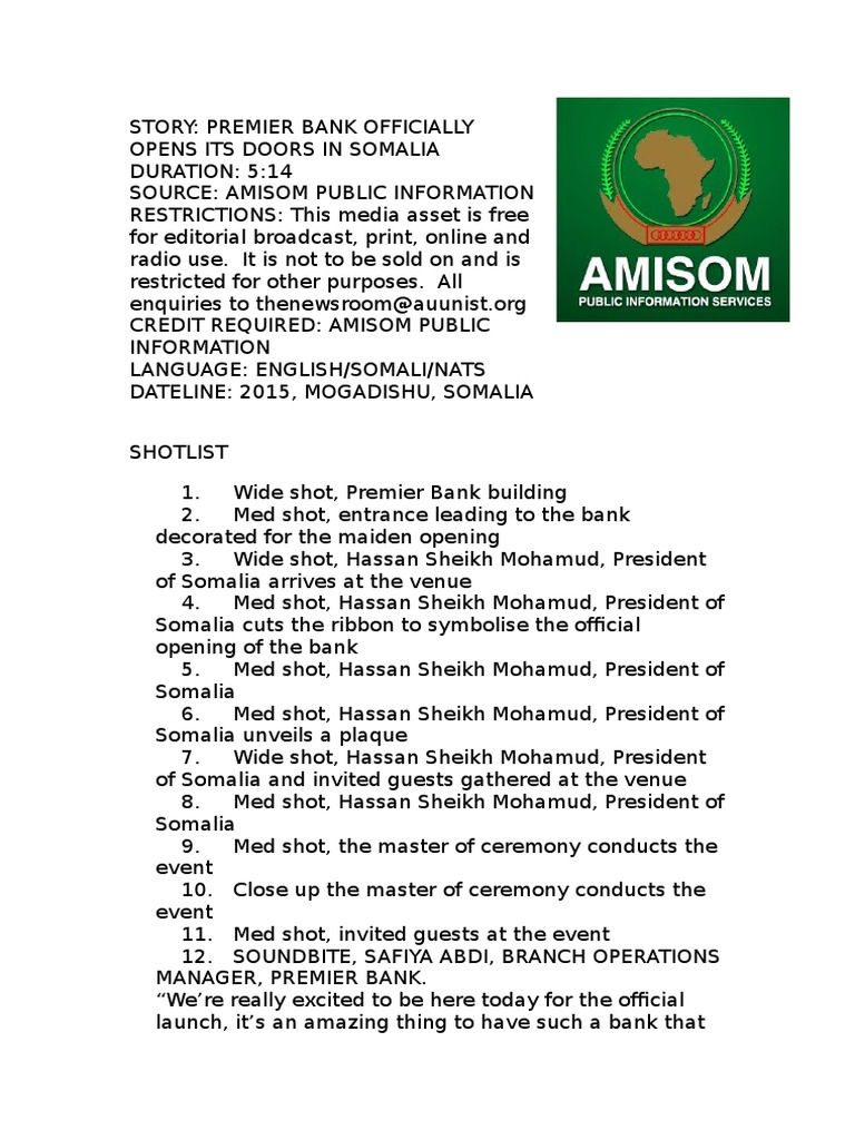 Premier Bank Launches in Somalia | PDF | Somalia | African Union ...