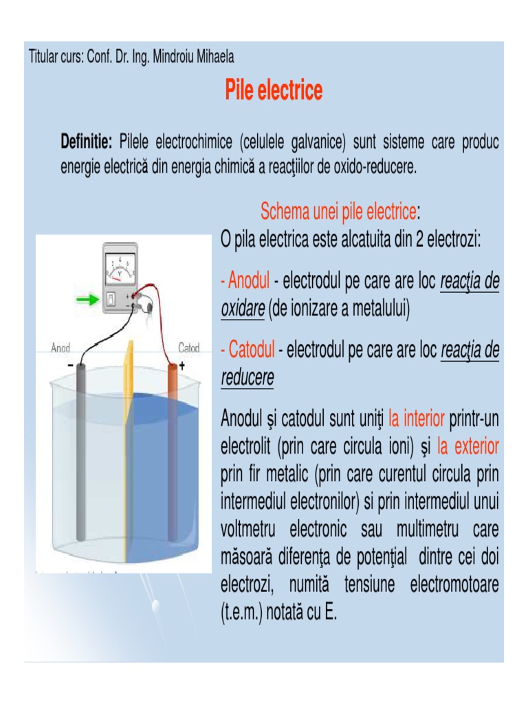 Curs Tipuri de Pile Electrice - Acumulatori Si Pile de Combustie ...