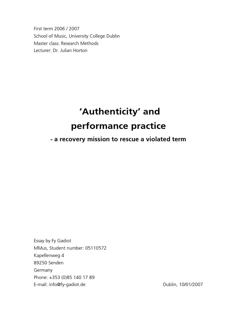 Authenticity and Performance Practice | PDF | Composers | Singing