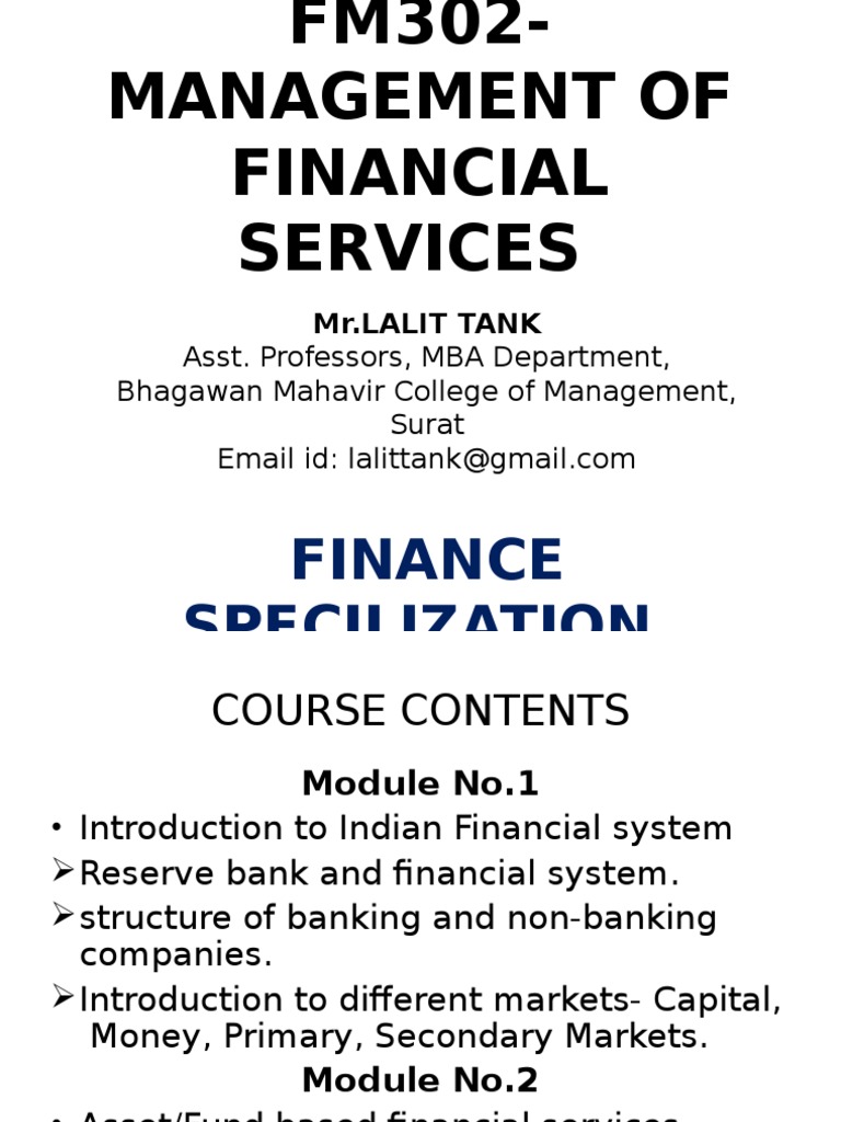 Fm302-Management of Financial Services | PDF | Financial Markets | Lease