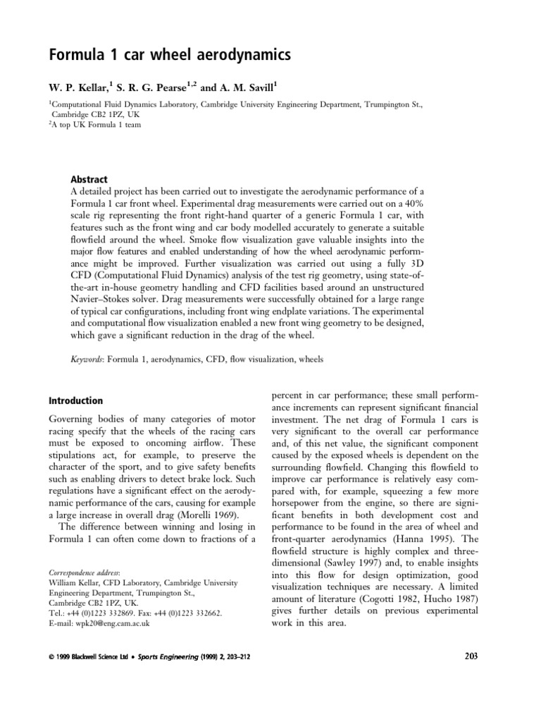 Formula 1 Car Wheel Aerodynamics | PDF | Computational Fluid Dynamics ...