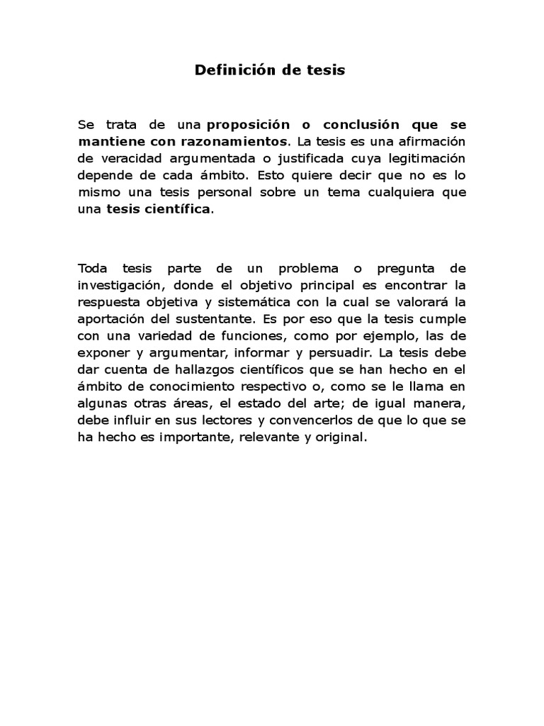 Definicion de Tesis | Descargar gratis PDF | Discriminación | Ciencia ...