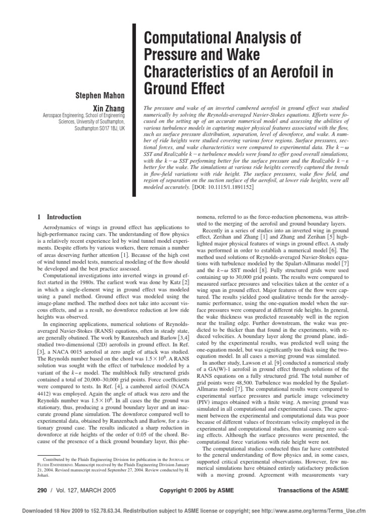 Computational Analysis of Pressure and Wake Characteristics of An ...