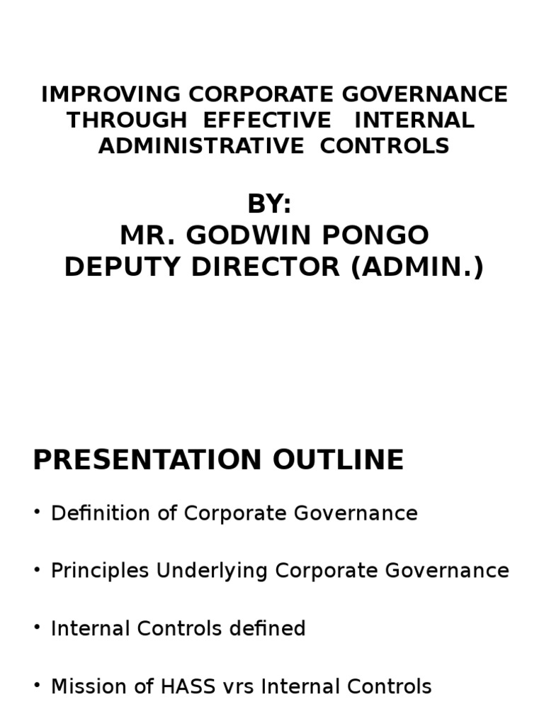 Effective Internal Controls in Corporate Governance | PDF | Governance ...