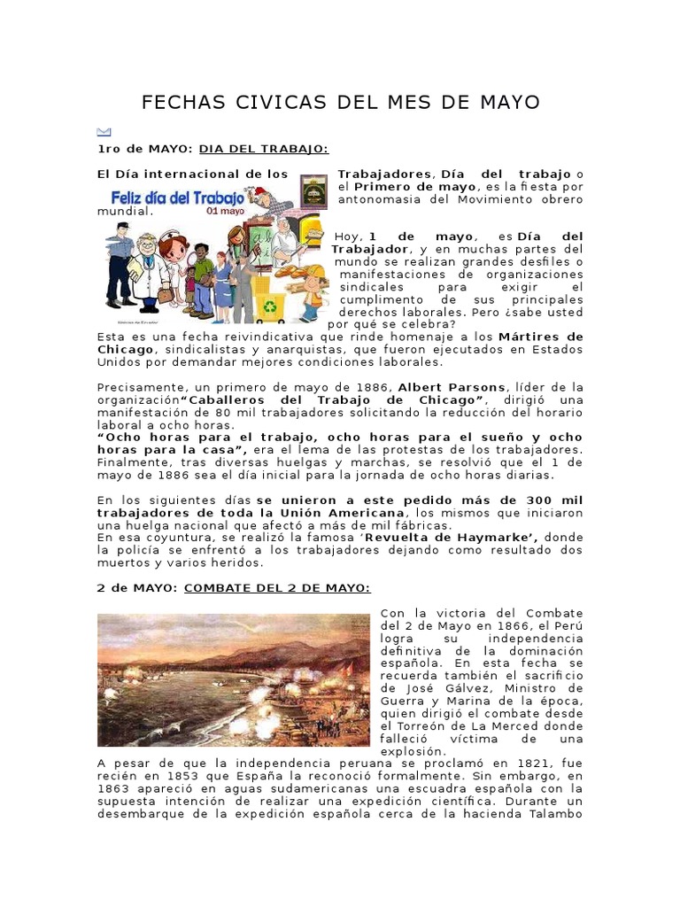 Fechas Cívicas de Mayo en Perú | PDF | Nicotina | Agitación