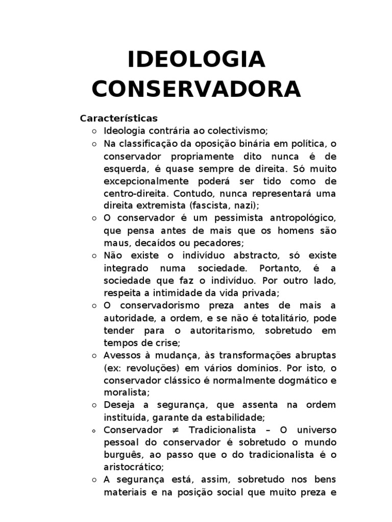 Ideologia Conservadora | PDF | Conservadorismo | Teorias Políticas