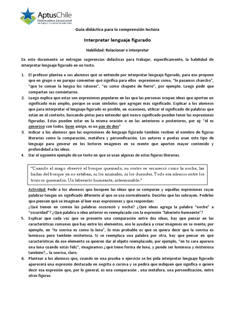 Guía Didáctica - Interpretar Lenguaje Figurado - Rev PDF | PDF ...