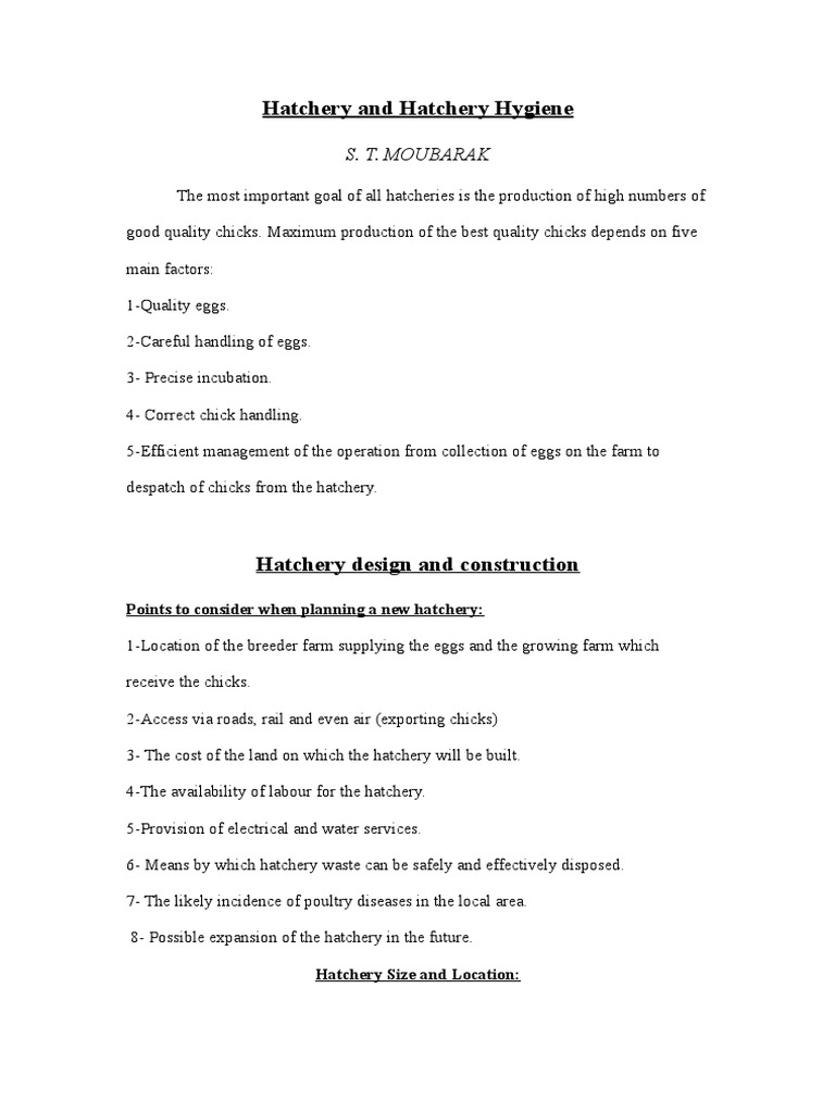 Hatchery and Hatchery Hygiene | PDF | Yolk | Chicken