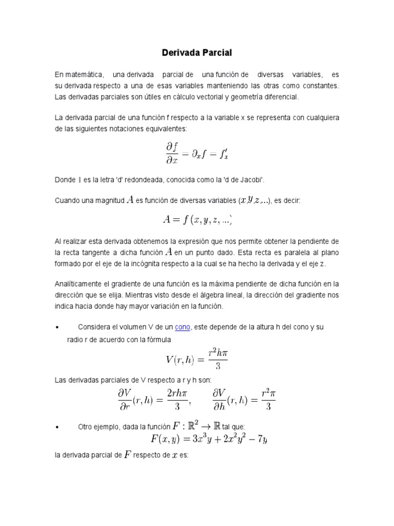 Derivada Parcial | PDF | Degradado | Derivado
