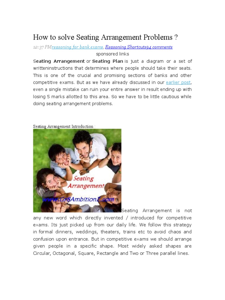 How To Solve Seating Arrangement Problems ?: Reasoning For Bank Exams ...