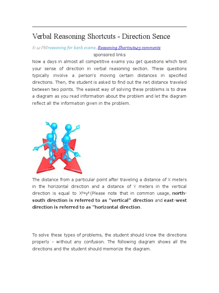 Verbal Reasoning Shortcuts - Direction Sence | PDF | Metre | Test ...