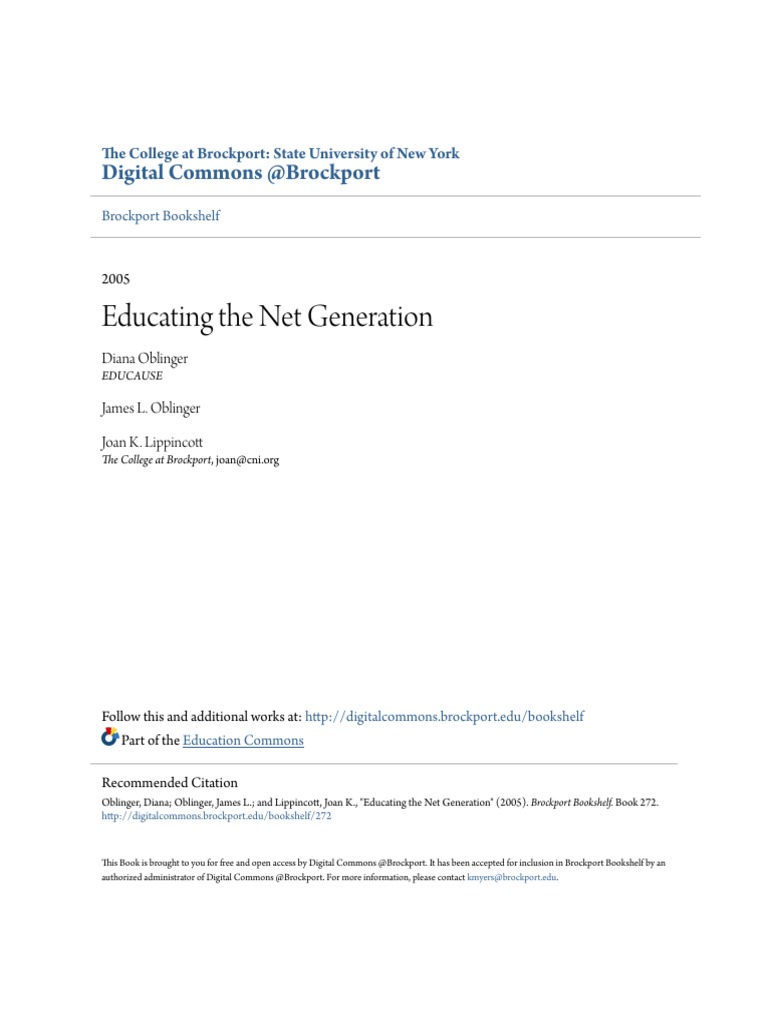 Educating The Net Generation | PDF | Internet | Learning