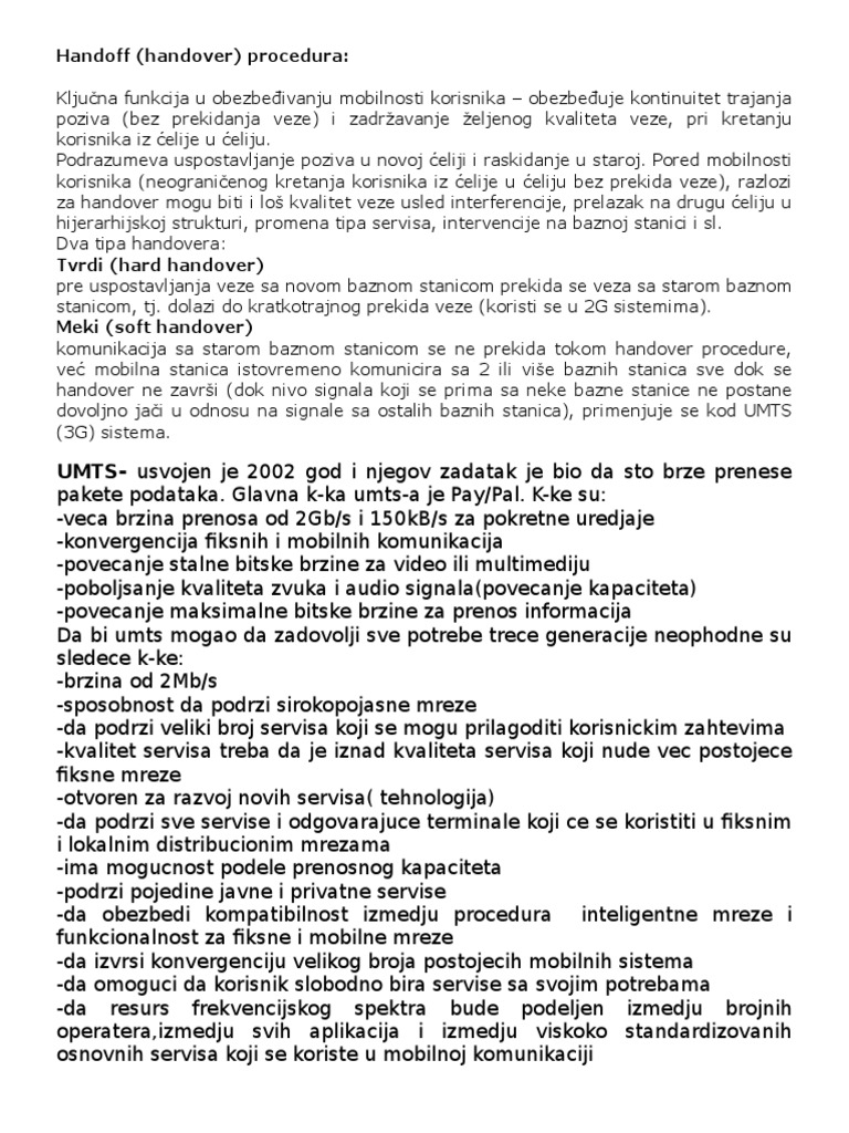 Mobilne Komunikacije - Skripta | PDF