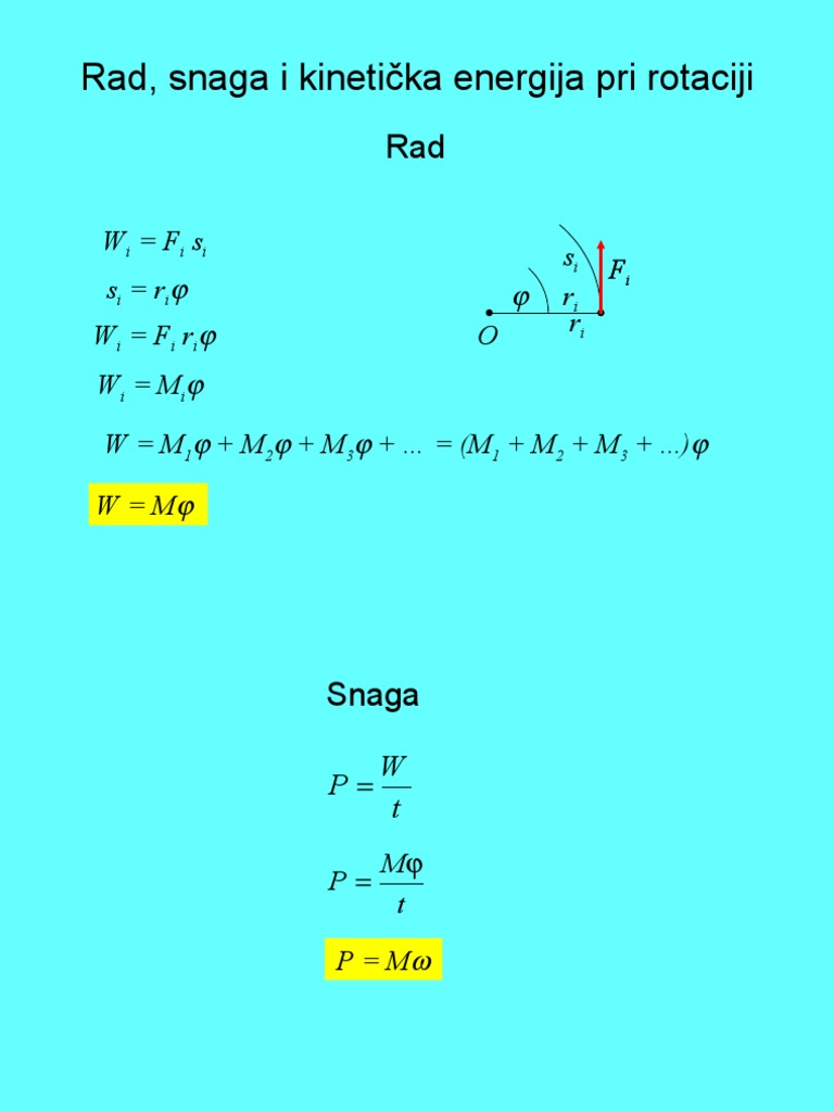50 Rad, Snaga i Kineticka Energija Pri Rotacijii