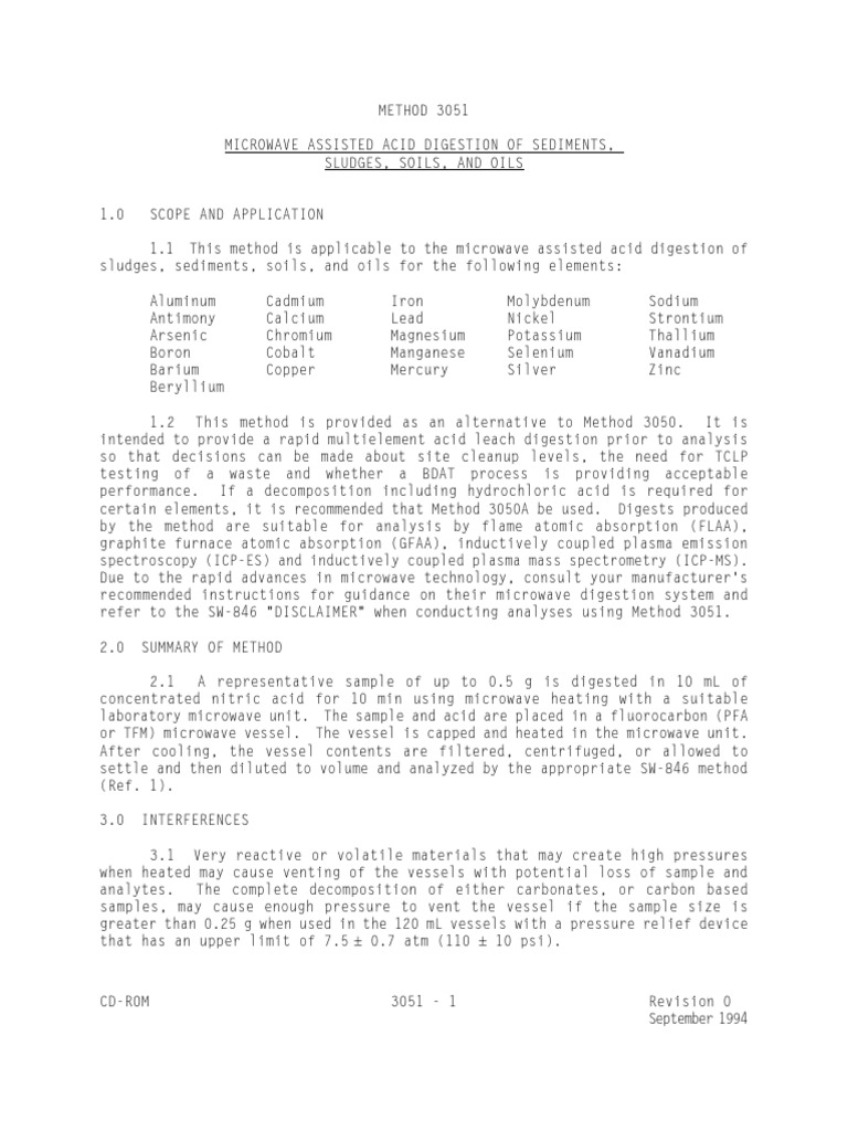 Epa 3051 | PDF | Calibration | Nitric Acid