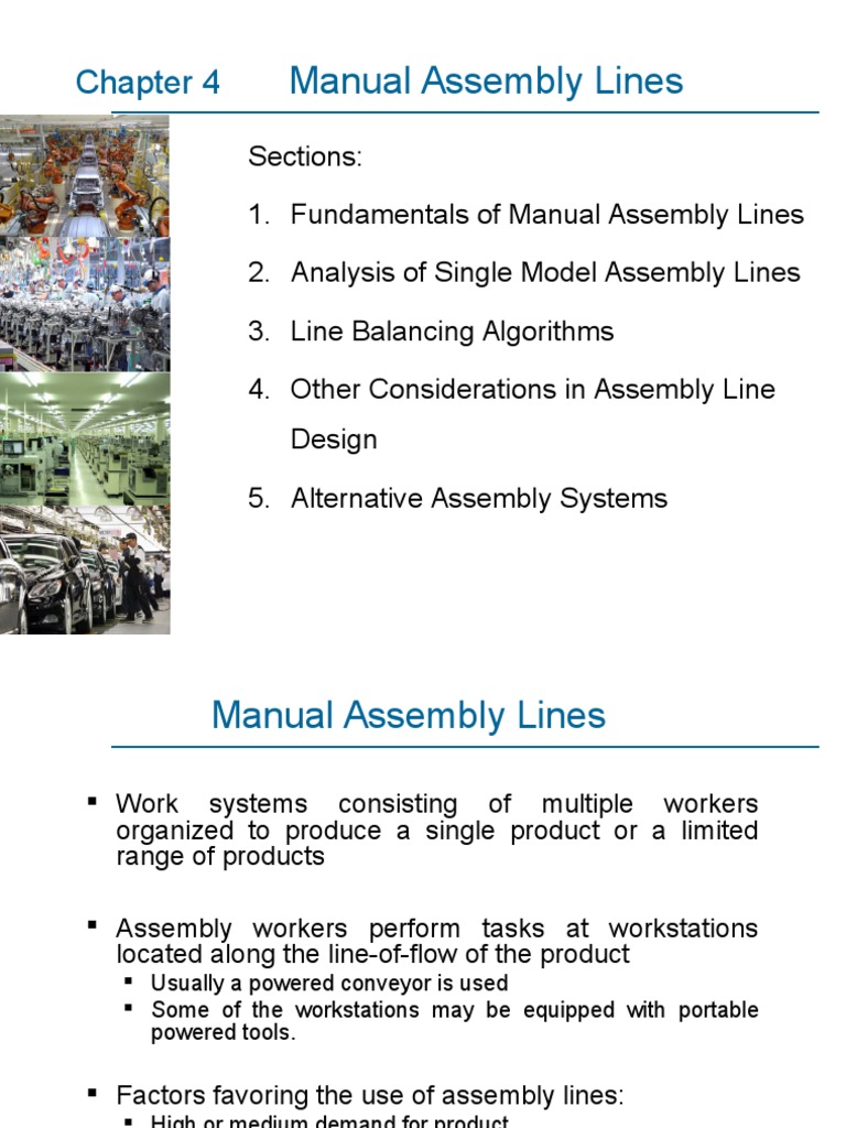 Chapter 4 Manual Assembly Lines | PDF | Automation | Industries