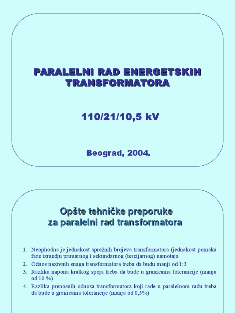 Paralelni Transformatori | PDF