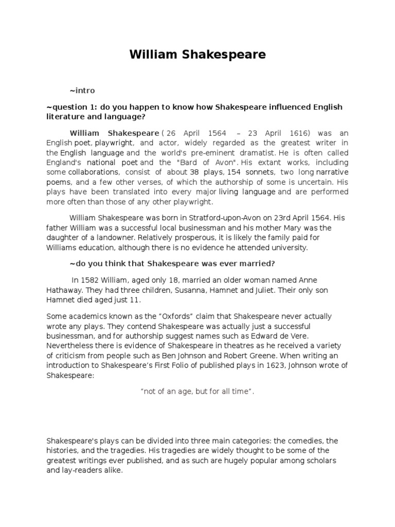 William Shakespeare | William Shakespeare | English Renaissance