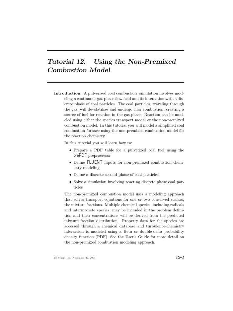 Coal Combustion Simulation in FLUENT | PDF | Combustion | Heat