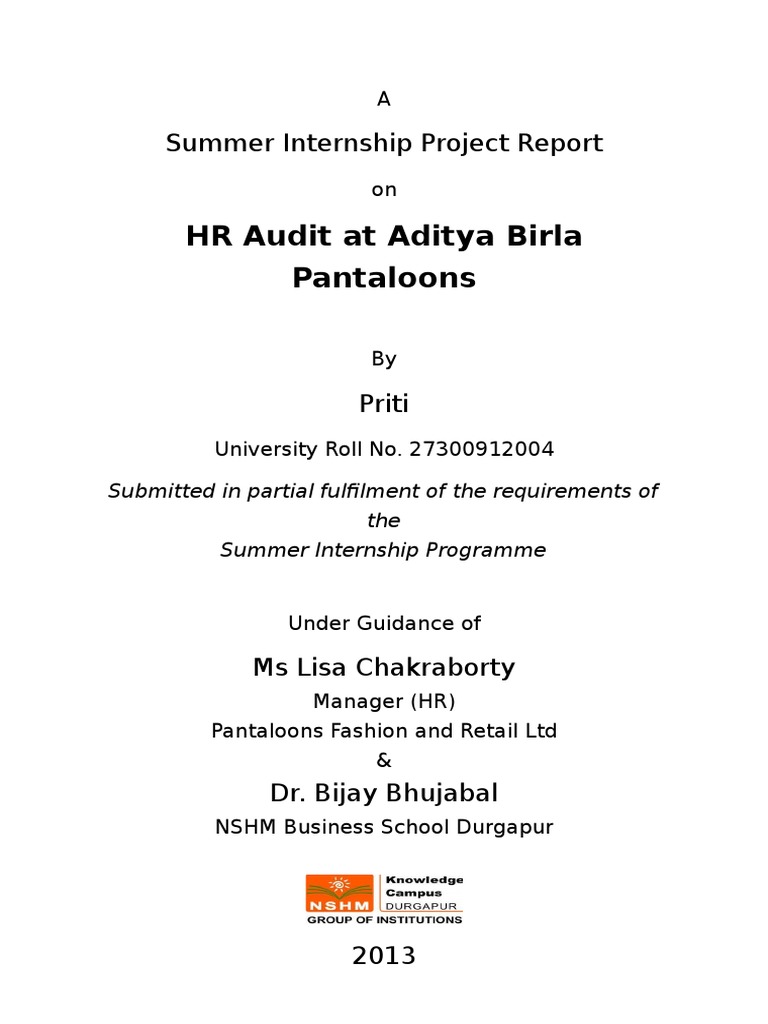 Sip Report | Human Resource Management | Retail