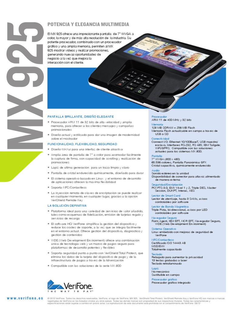 Carcteristicas MX925 | PDF | USB | Unidad Central de procesamiento