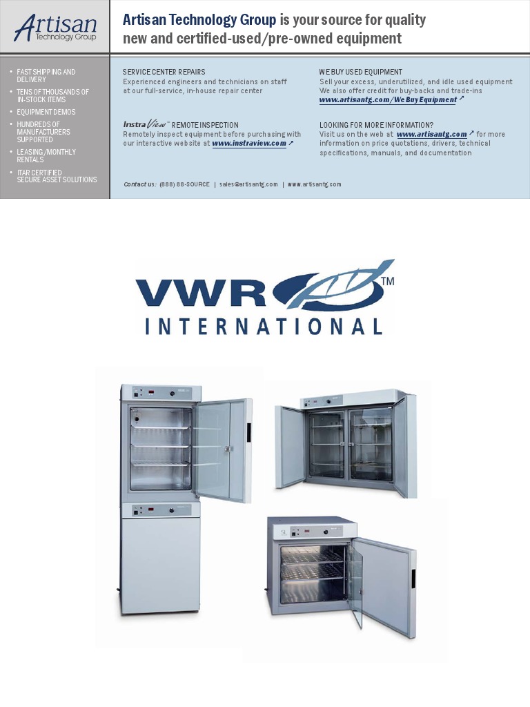 VWR 1500 Series Manual | PDF | Thermostat | Instrumentation