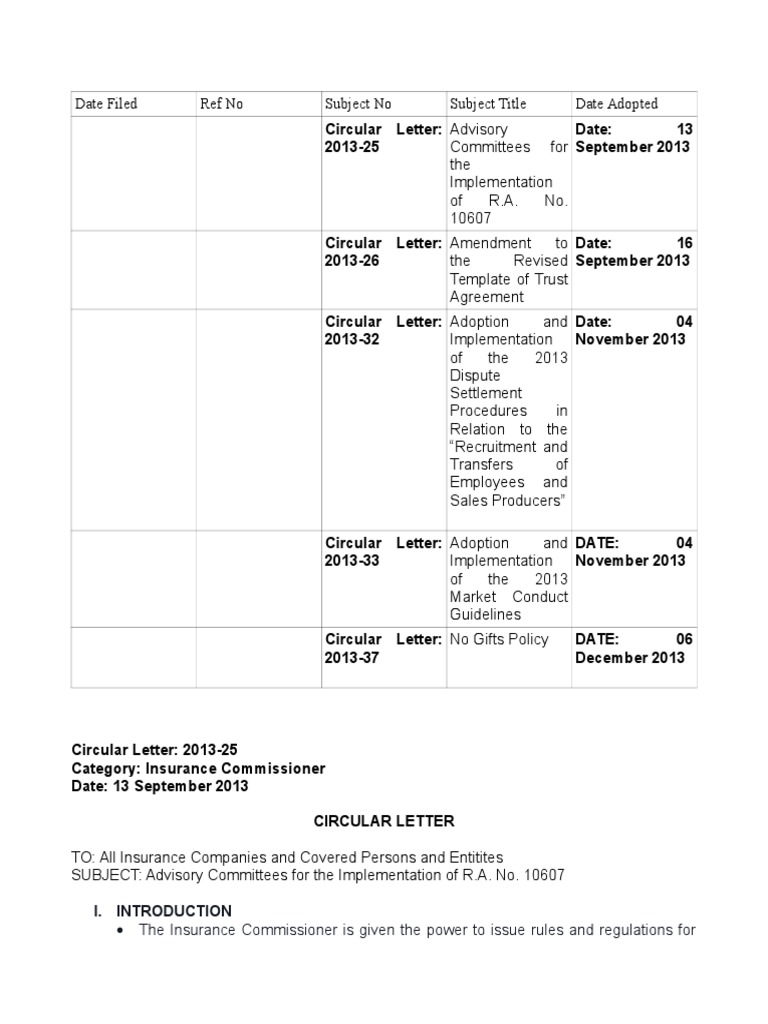 Insurance Commission Circulars 2013 | PDF | Trust Law | Mediation