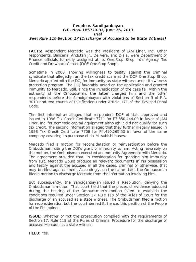 People v. Sandiganbayan, G.R. Nos. 185729-32 Case Digest (Criminal ...