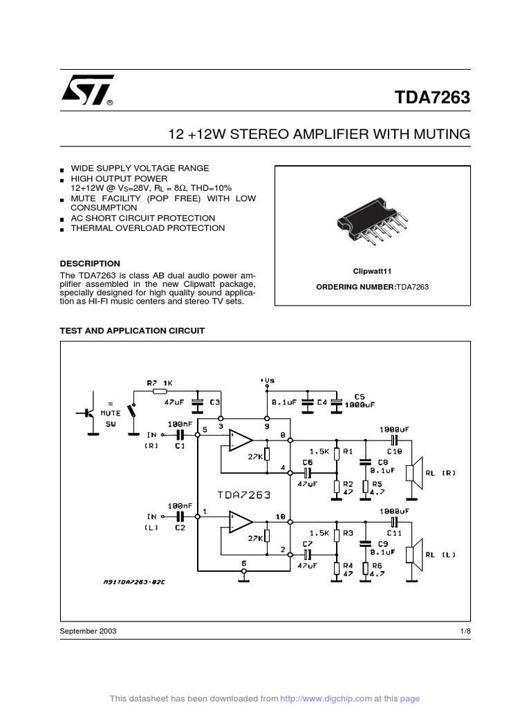 Tda7263 PDF | Download Free PDF | Amplifier | Electrical Engineering