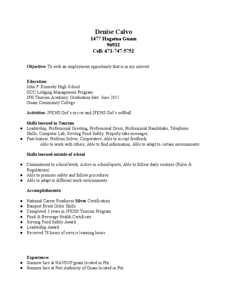 Denise Calvo's Employment Resume | PDF