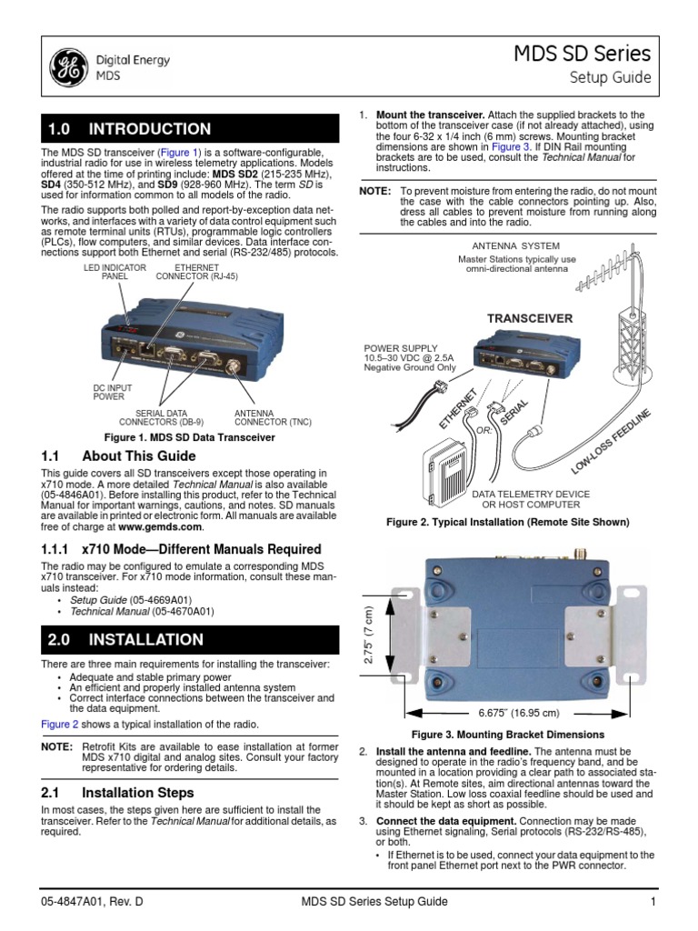 MDS SD Series: Setup Guide | PDF | Electrical Connector | Data Transmission