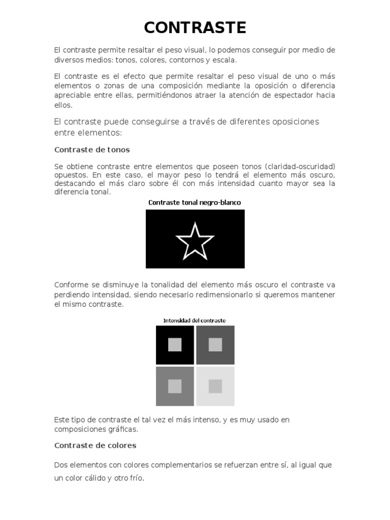 Definición y Tipos de Contraste en Arte | PDF | Composición (artes ...