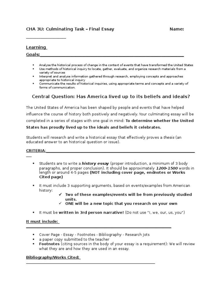 Central Question: Has America Lived Up To Its Beliefs and Ideals? | PDF ...