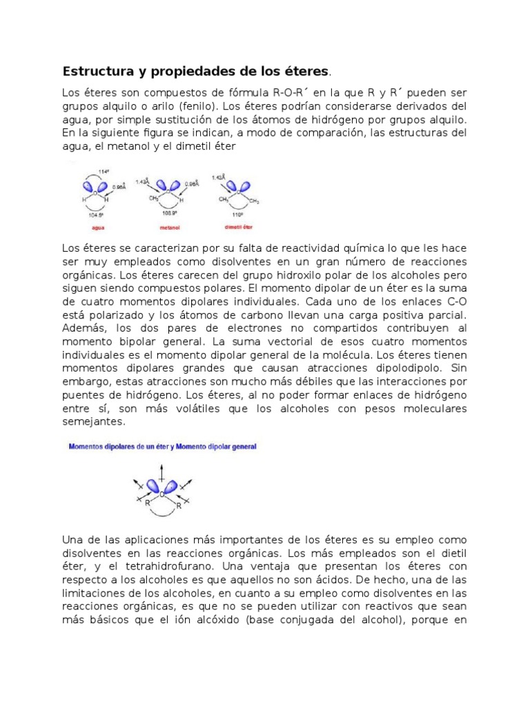 Estructura y Propiedades de Los Éteres | PDF | Éter | Alcohol