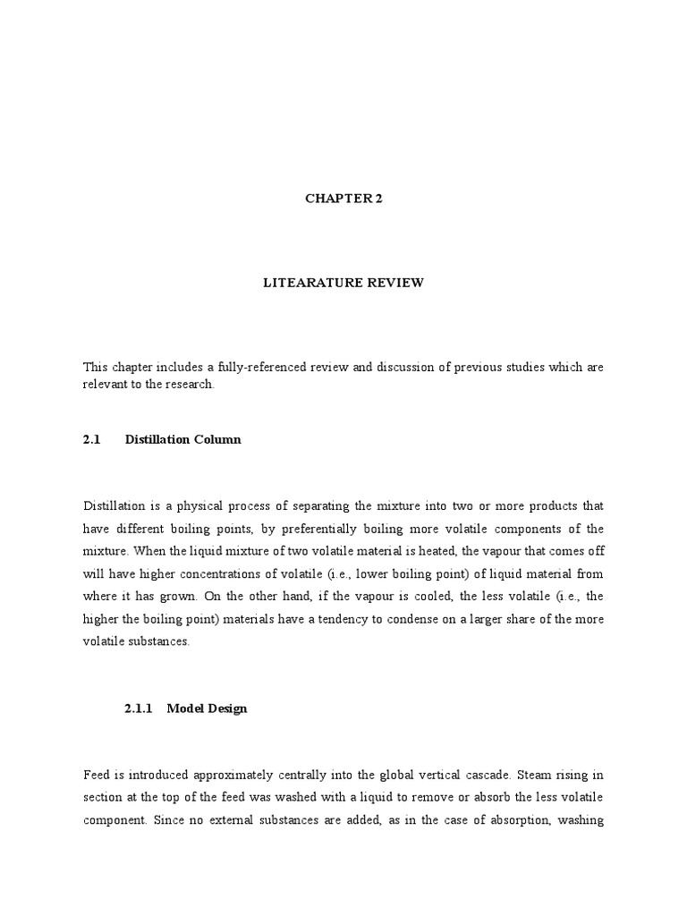 Literature Review of Distillation Column | PDF | Distillation | Control ...