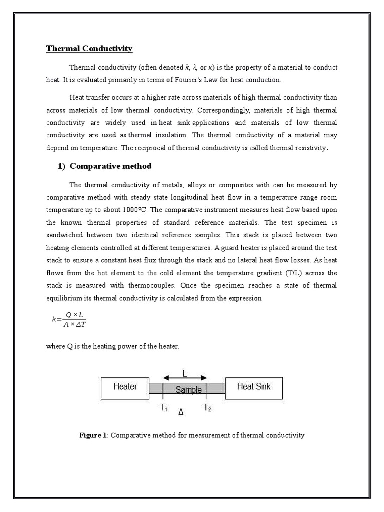 Thermal Conductivity: Property Conduct Heat Fourier's Law Heat ...