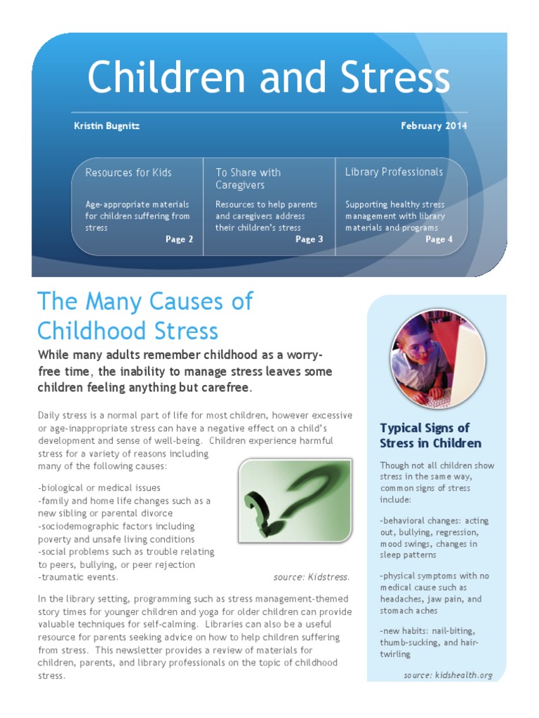 Children And Stress The Many Causes Of Childhood Stress Pdf