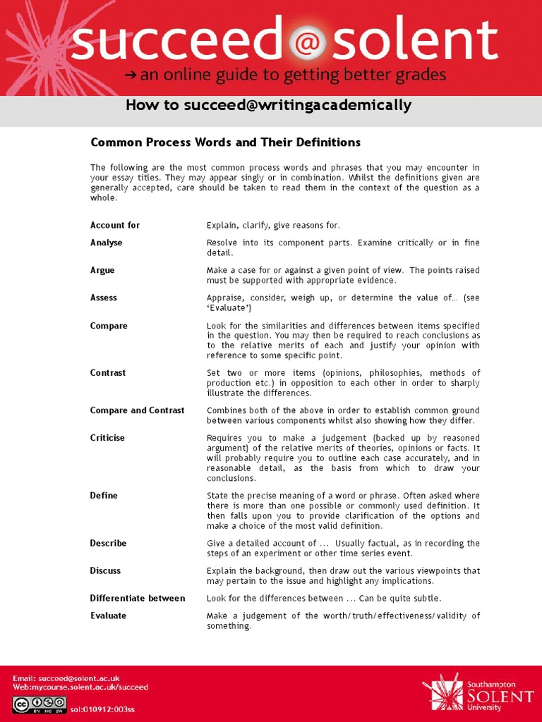 Defining Key Process Words: An Analysis of Common Terms Used in ...