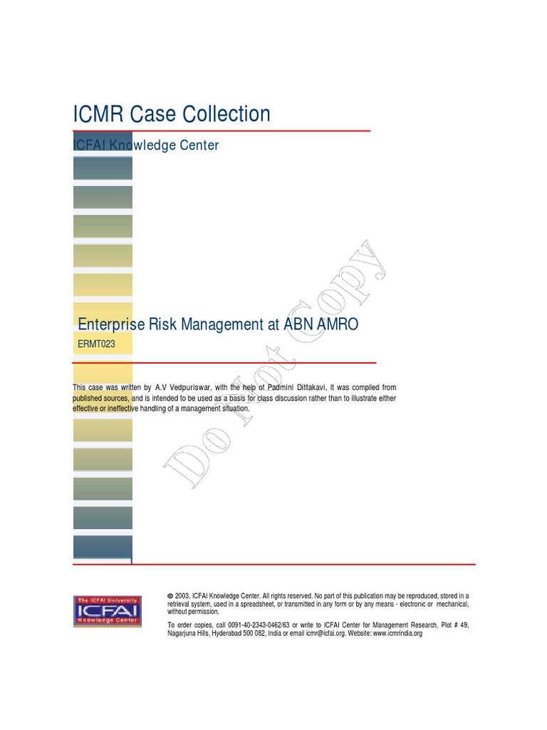 Enterprise Risk Management at ABN AMRO: An Overview of the Bank's Risk ...