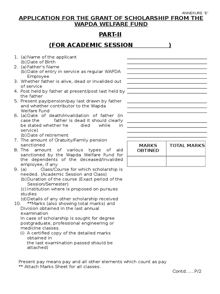 Scholarship Form | PDF | Postgraduate Education | Test (Assessment)
