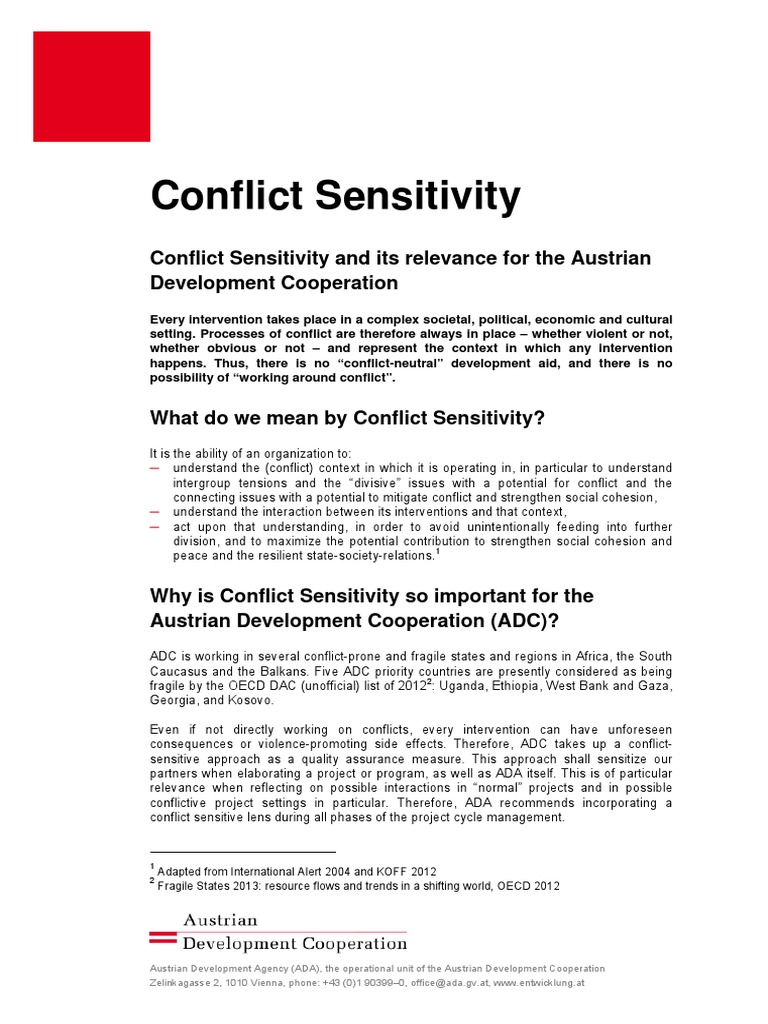 Conflict Sensitivity Oct2013 | PDF | Peacebuilding | Development Aid