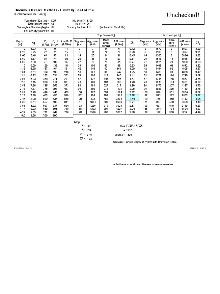 Lateral Pile Load Analysis: Broms vs Hansen | PDF