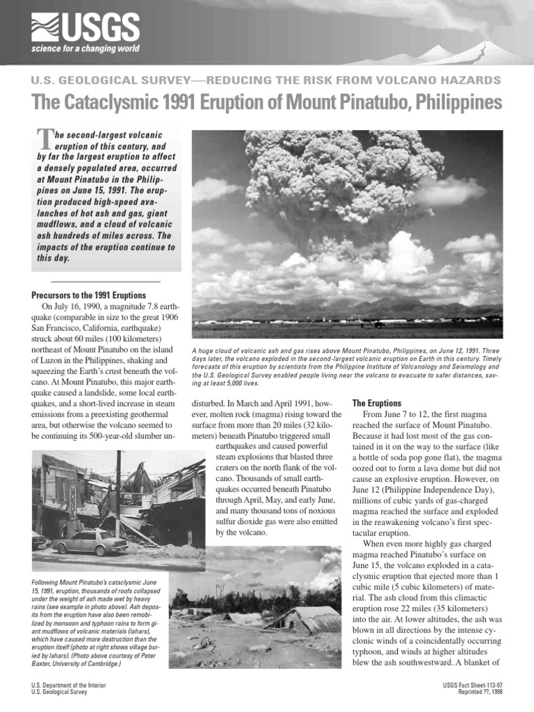 The Cataclysmic 1991 Eruption of Mount Pinatubo, Philippines: A Case Study in the Devastating ...
