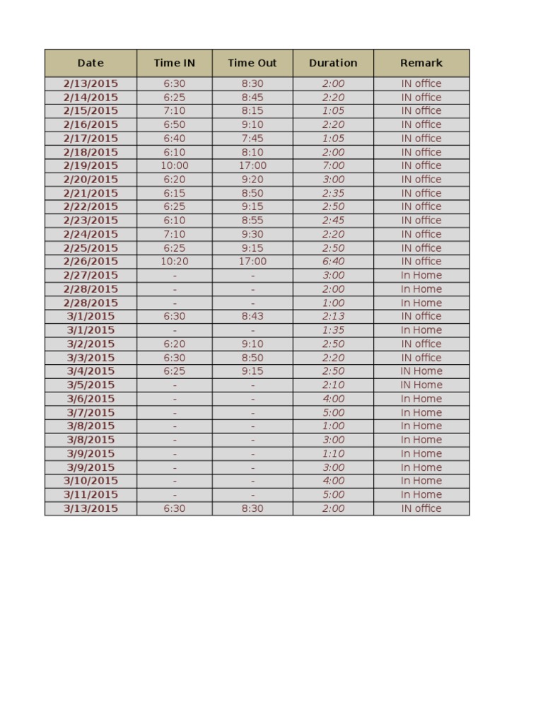 Timesheet Summary for February 2015 | PDF | Business
