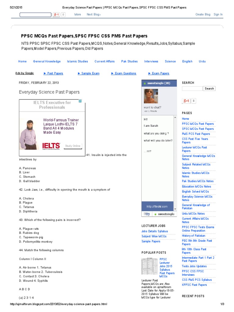 Everyday Science PPSC Past Papers | PDF | Lung | Artery